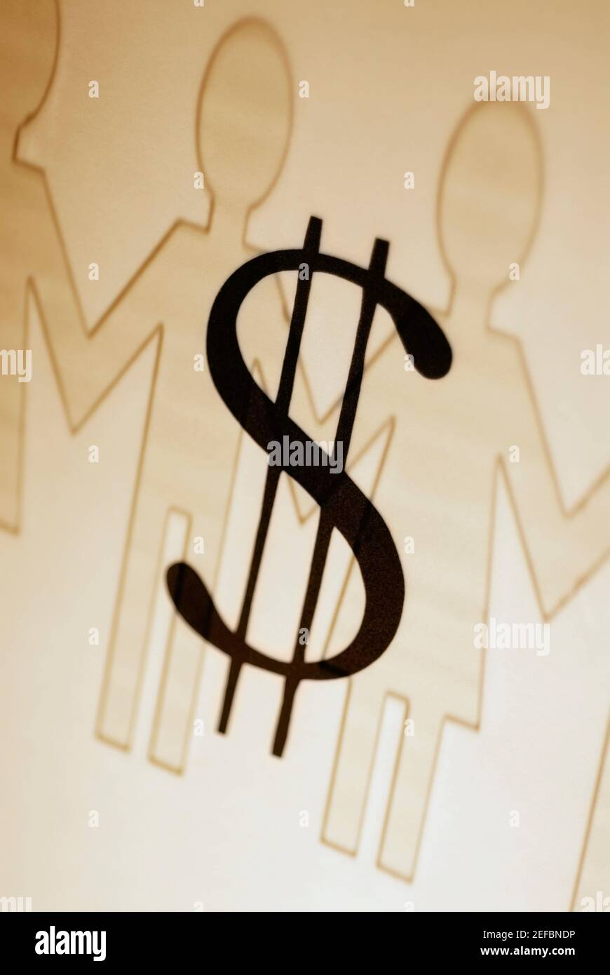 Close up of a dollar sign superimposed on the outline of paper chain ...