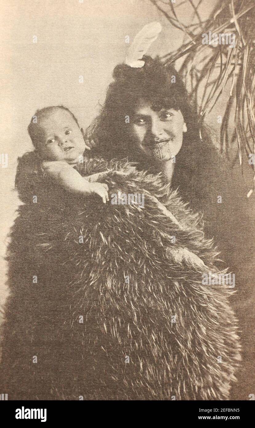 Maori mother and baby. Photo made by A.J. Iles Stock Photo - Alamy
