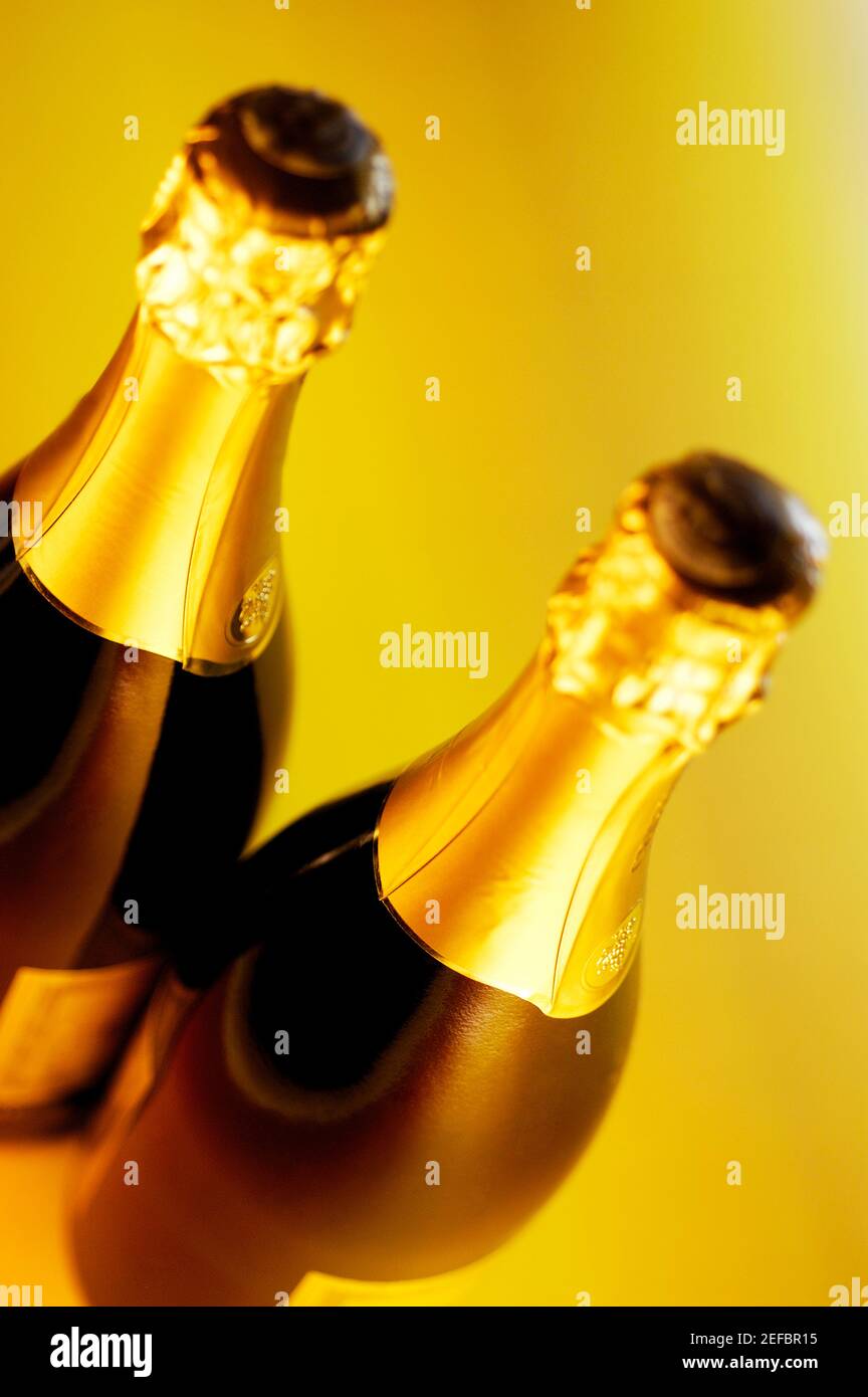 Food two champagne bottles hi-res stock photography and images - Alamy