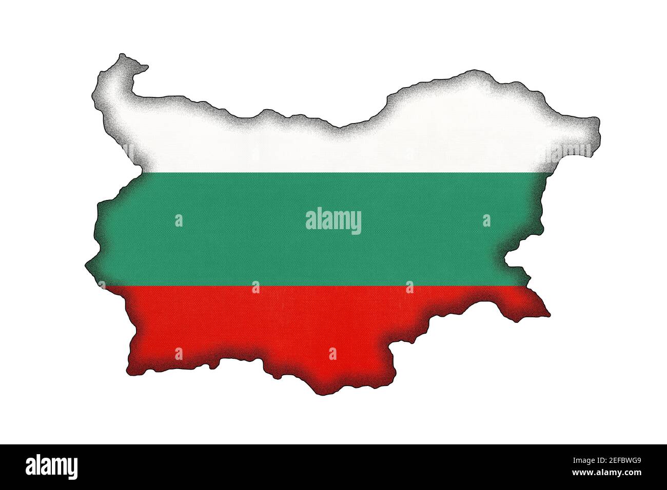 Bulgaria border silhouette with national flag isolated on white ...
