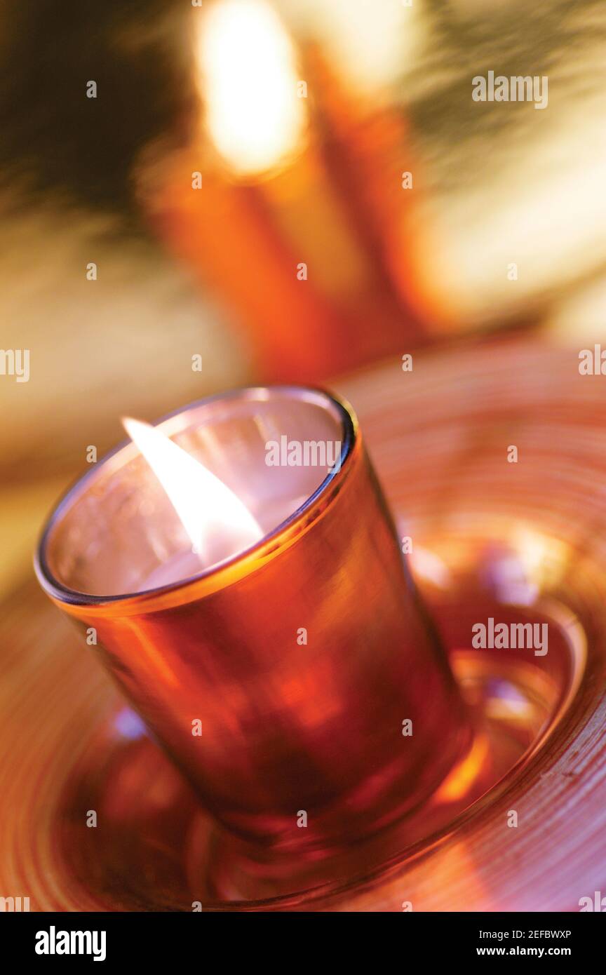 Candle burning inside glass hi-res stock photography and images - Alamy