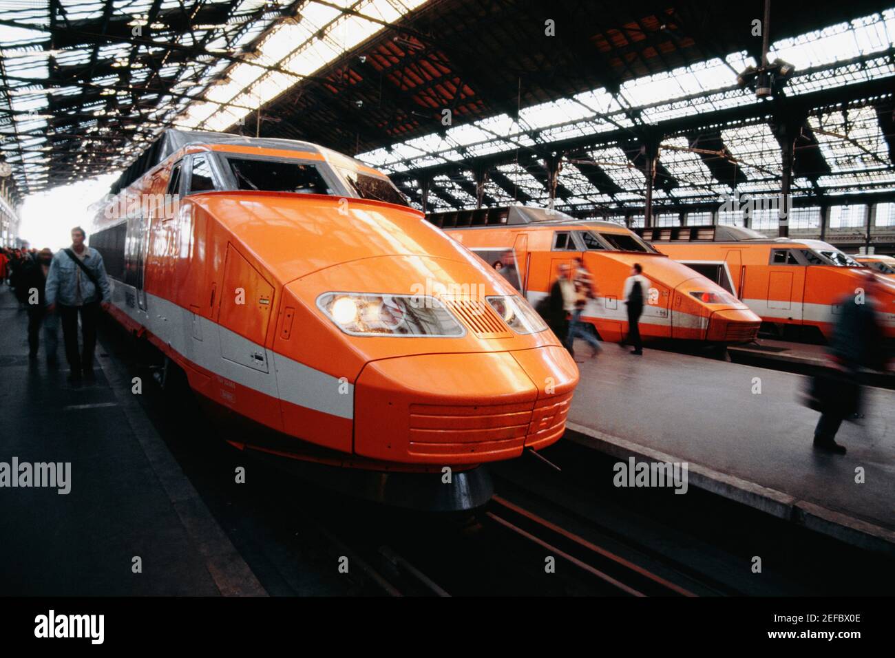 Side view of a TGV-HI speed train at the station, Paris, France Stock ...