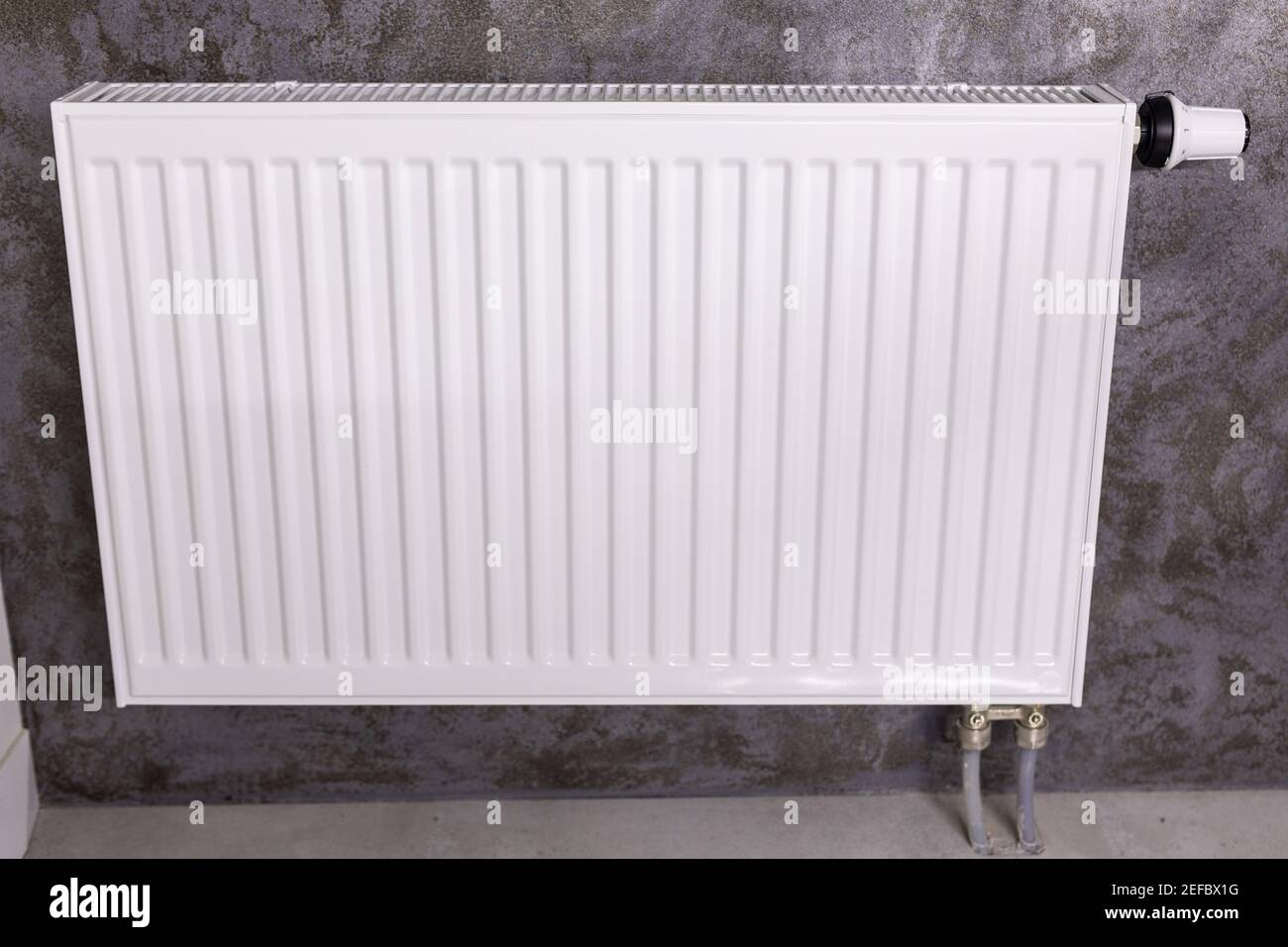 White radiator with temperature control valve central heating battery ...