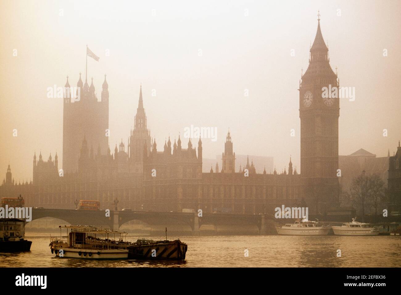 Foggy view of Big Ben and Parliament in London, England Stock Photo - Alamy