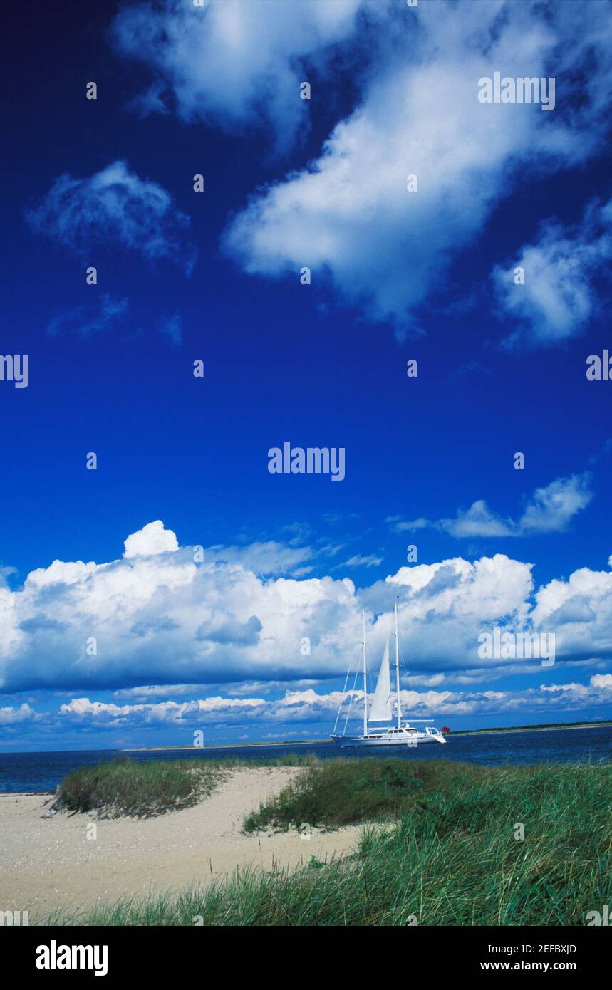 Sailboat in a river, Cape Cod, Massachusetts, USA Stock Photo - Alamy