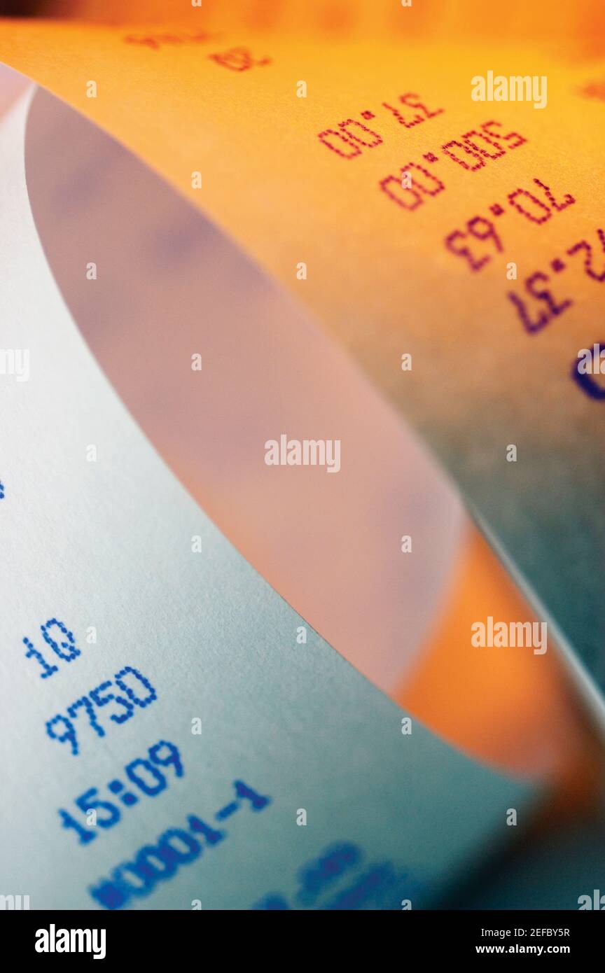 Close-up of a receipt scroll Stock Photo - Alamy
