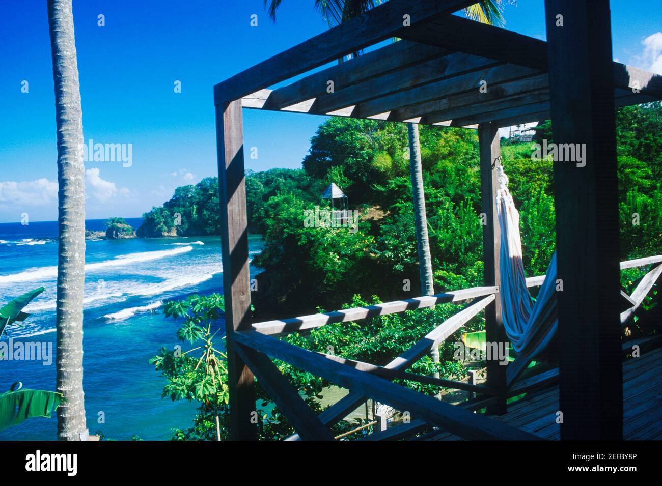 Wooden structure on the beach, Caribbean Stock Photo - Alamy