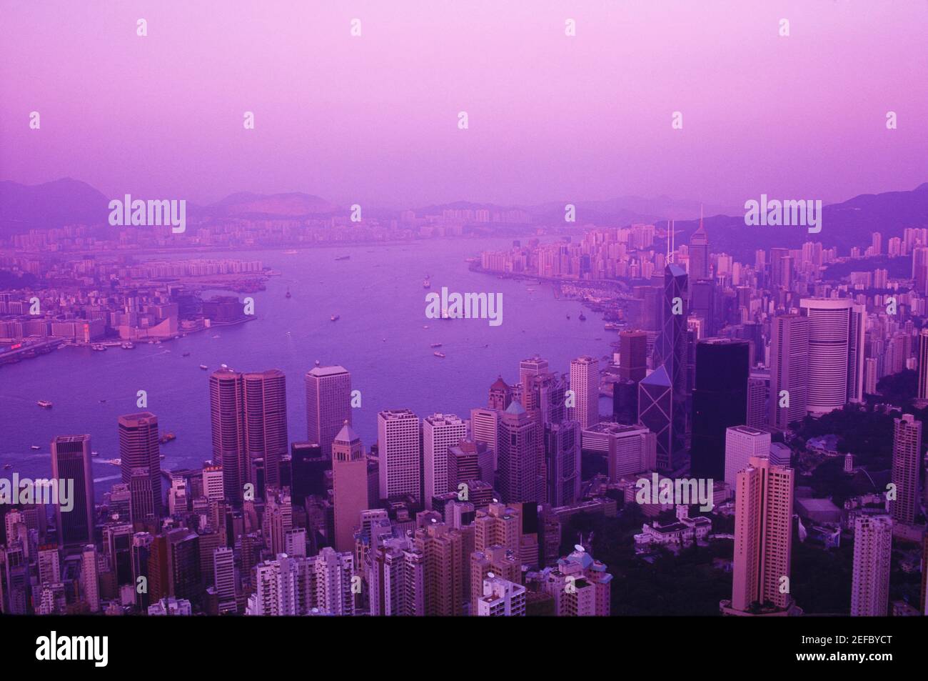 High angle view of buildings in a city, Hong Kong, China Stock Photo ...