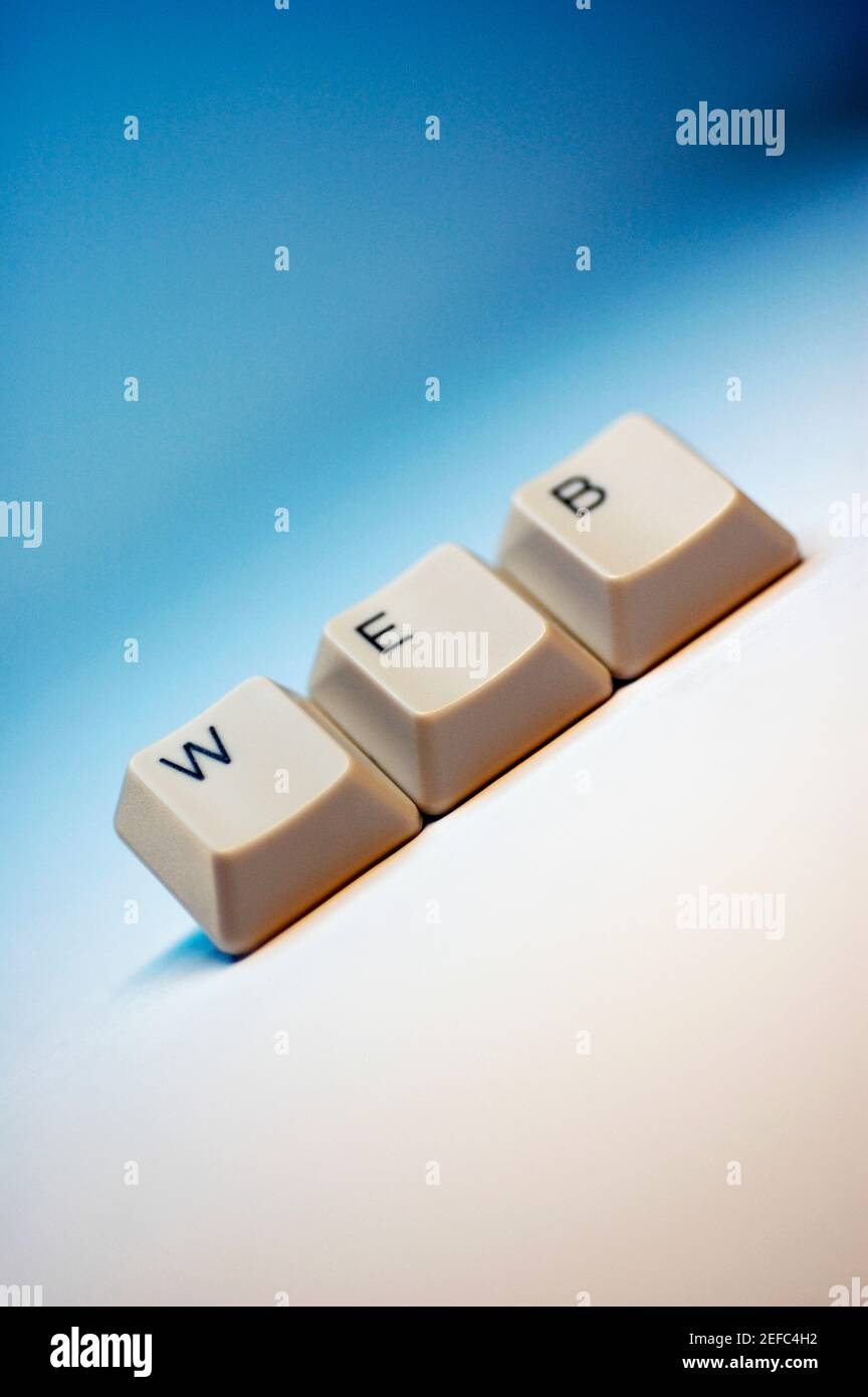 Close-up of computer keys spelling the word web Stock Photo - Alamy