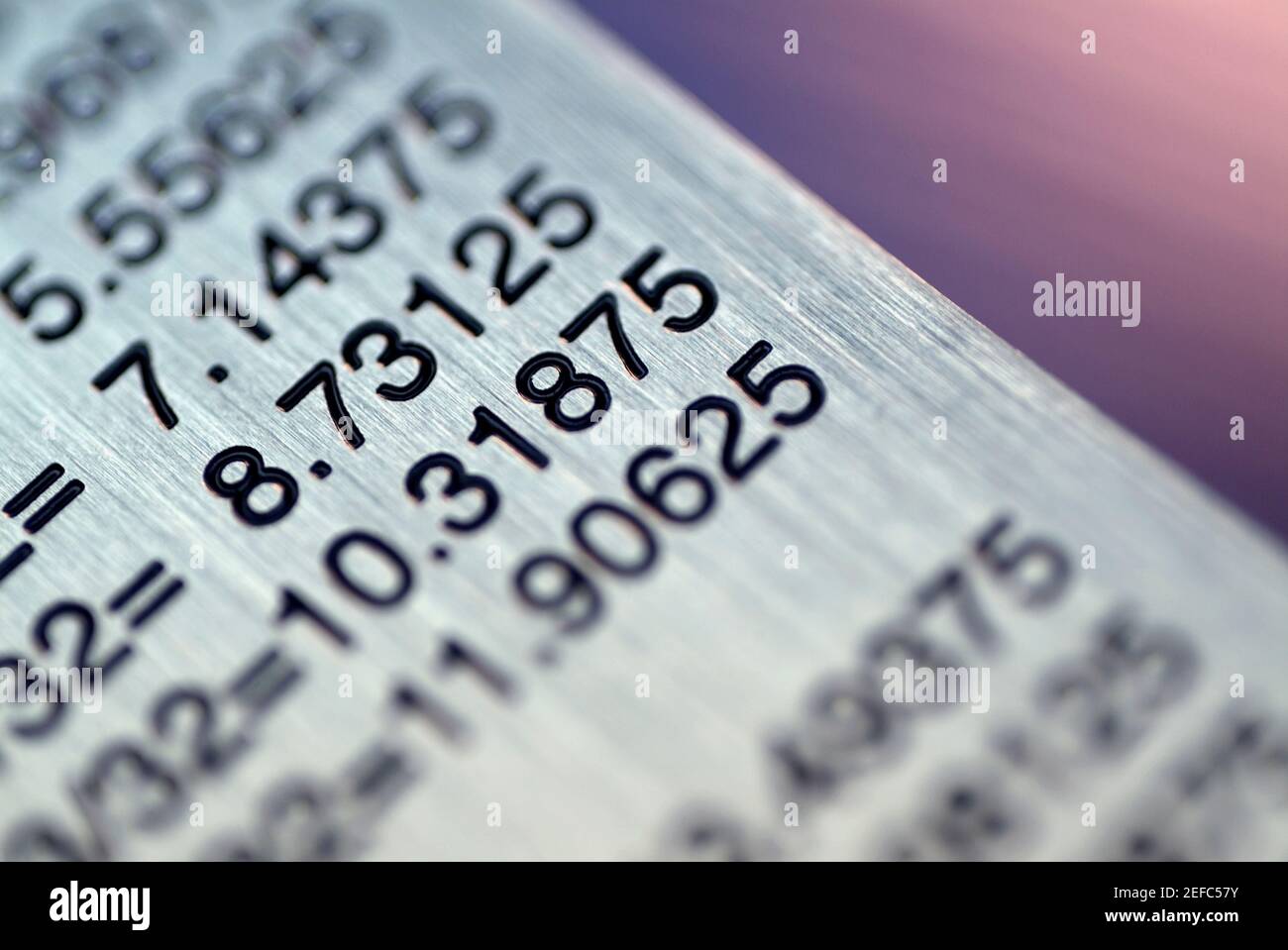 Close-up of a ruler with a conversion table Stock Photo - Alamy