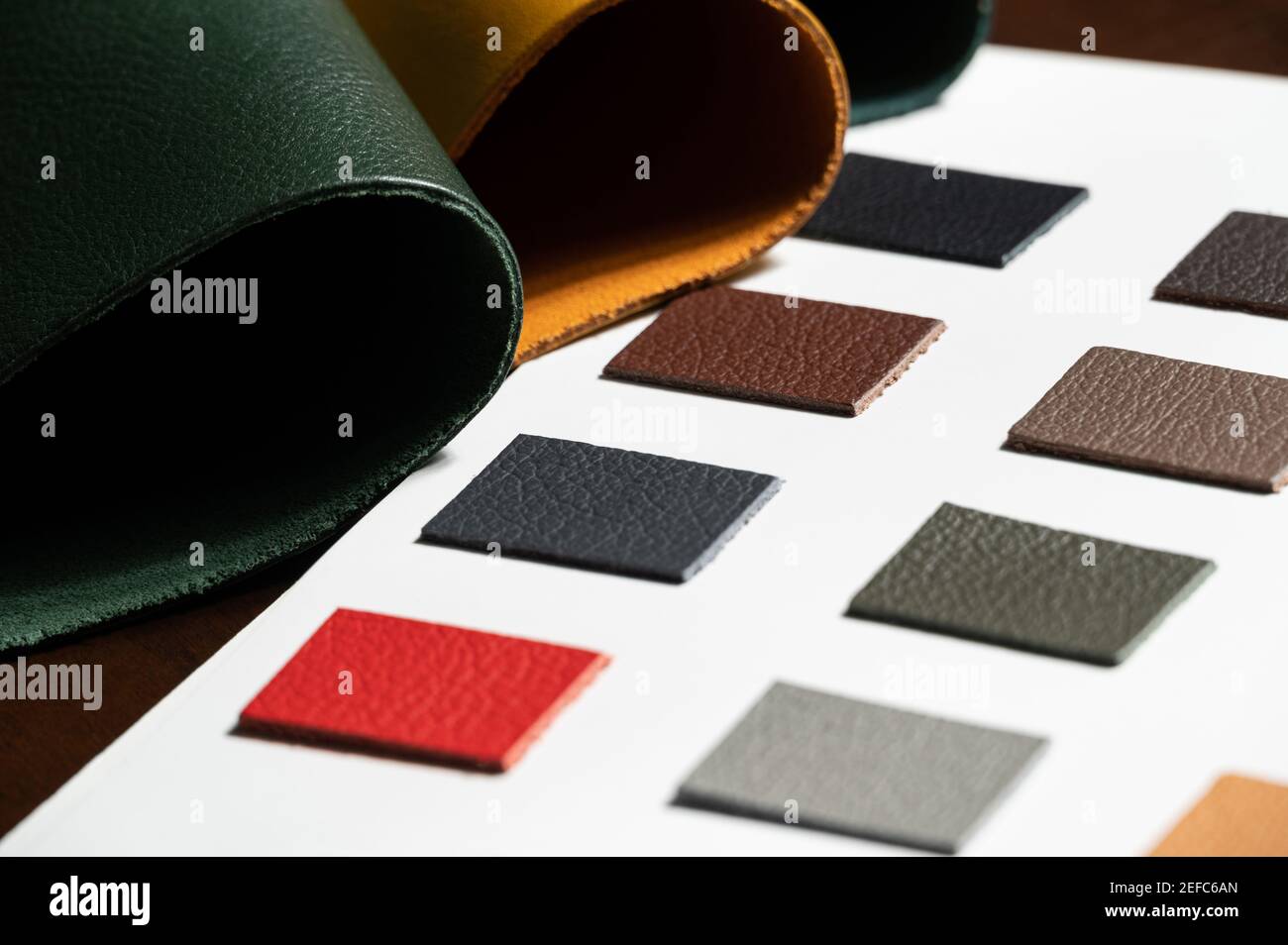 leather color swatch book Stock Photo - Alamy