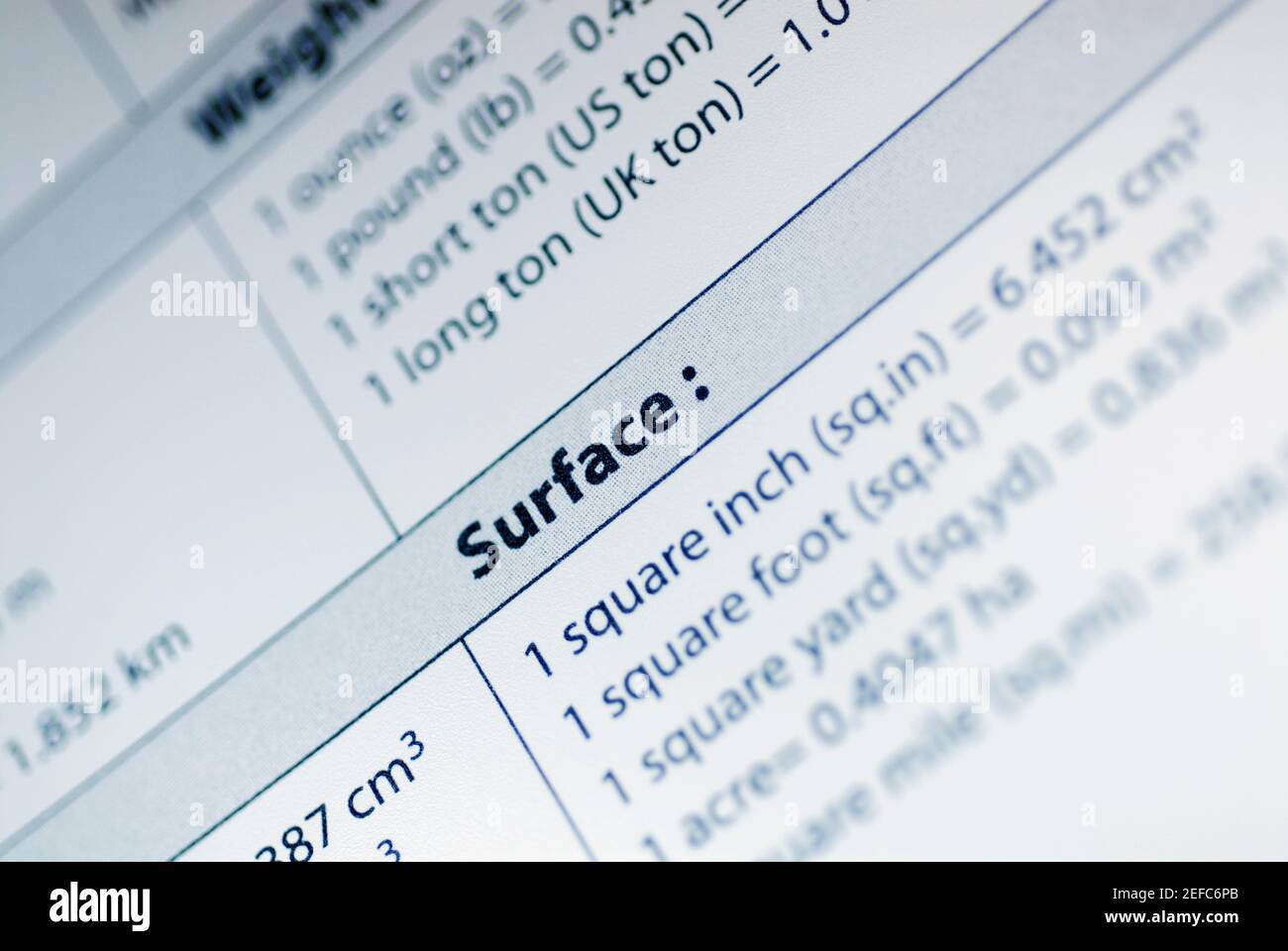 Conversion table hi-res stock photography and images - Alamy