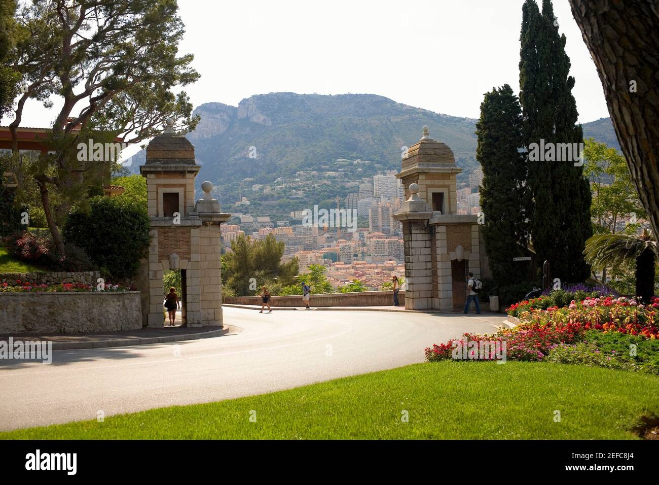 Flowers and trees in a garden, Monte Carlo, Monaco Stock Photo - Alamy