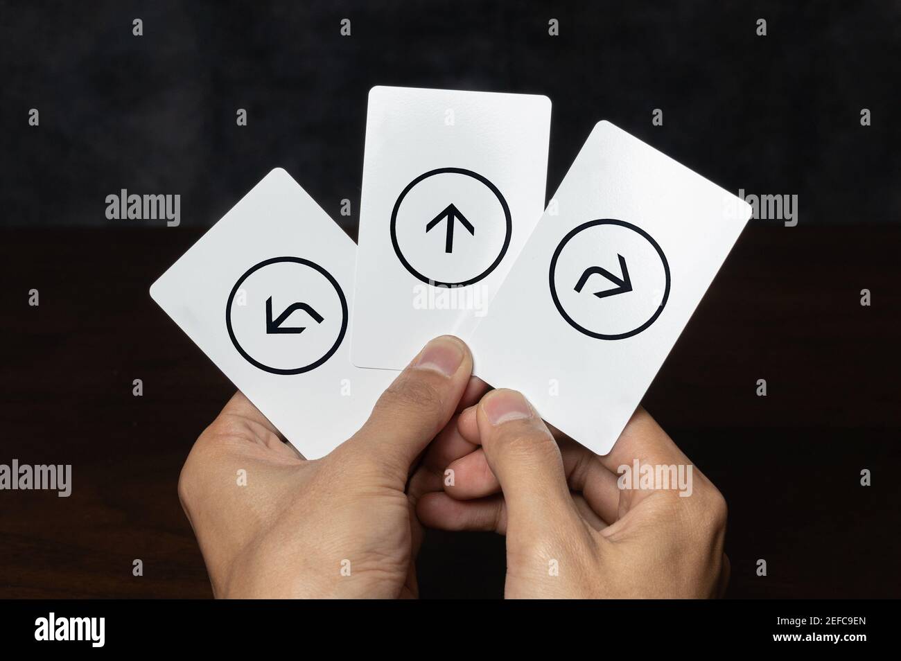 cards with 3 different ways that is hard to choice Stock Photo - Alamy