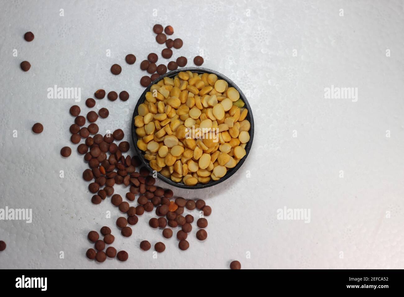 Top view of assortment of peas in a bowl on a white background Stock ...