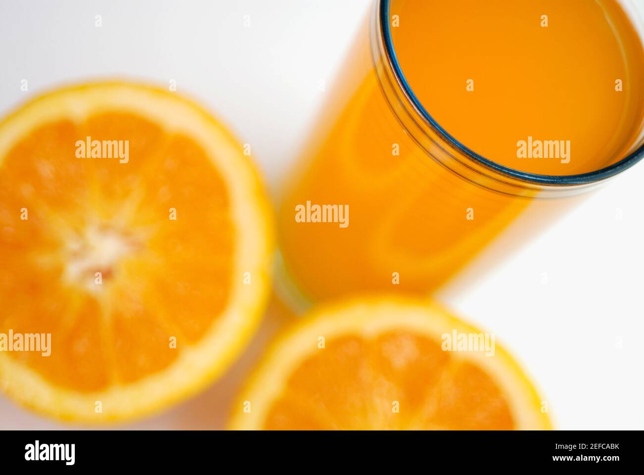High angle view of orange juice with orange slices Stock Photo - Alamy