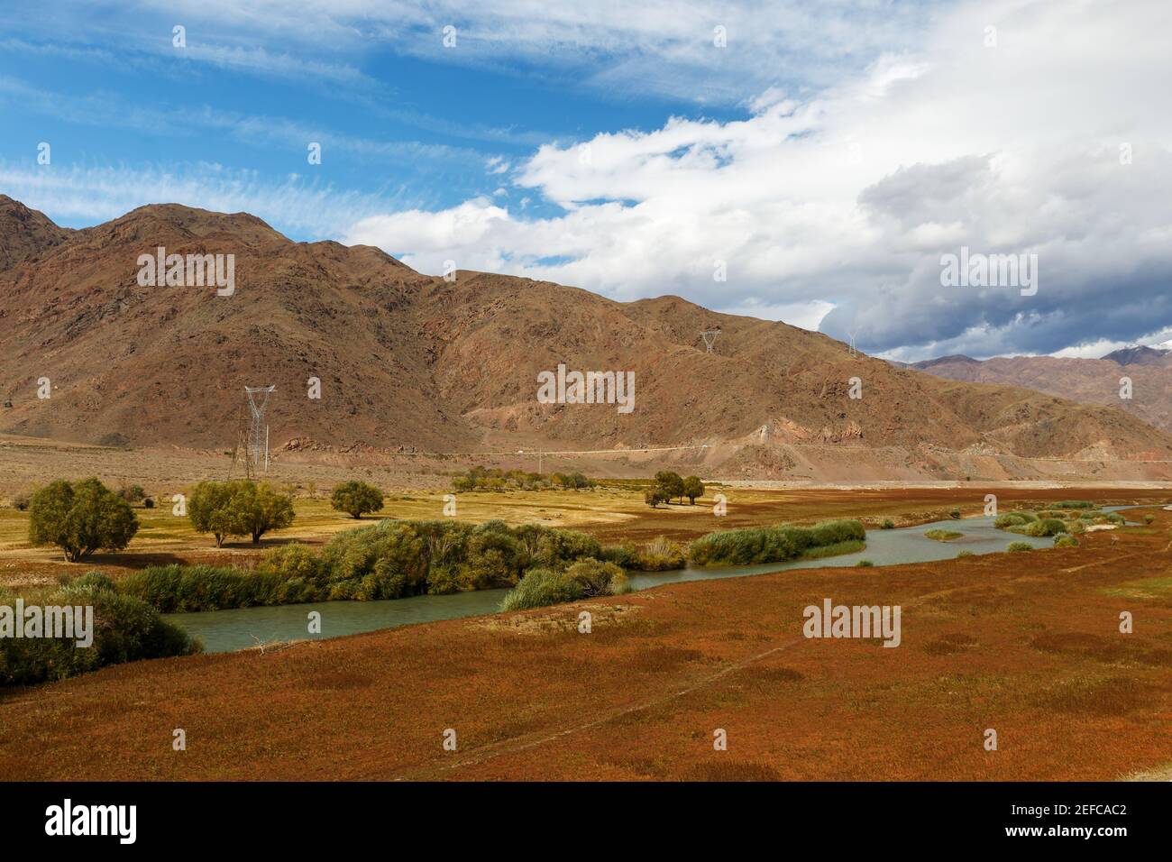 Chu River, Kyrgyzstan, border between the Issyk-Kul region and the ...