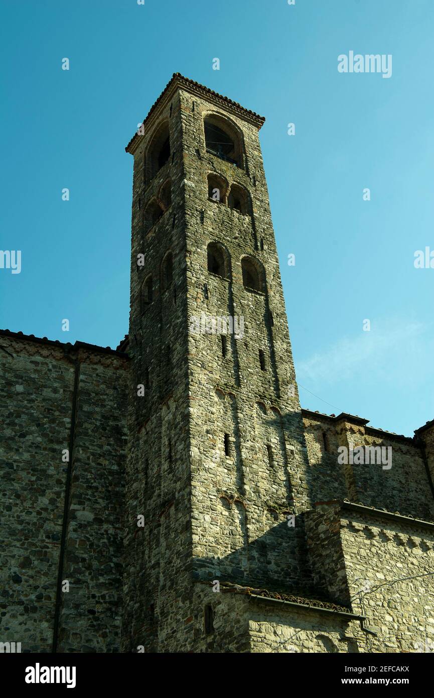 Europe, Italy, Emilia Romagna, Piacenza, Bobbio, the San Colombano Abbey, medieval monument.Bell ...