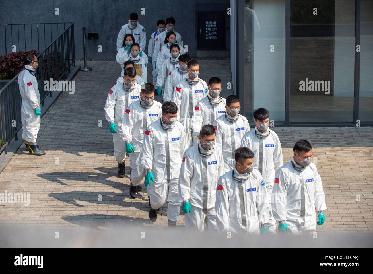 Taoyuan, Taiwan. 1st Feb, 2021. Soldiers walk in line dressed in ...
