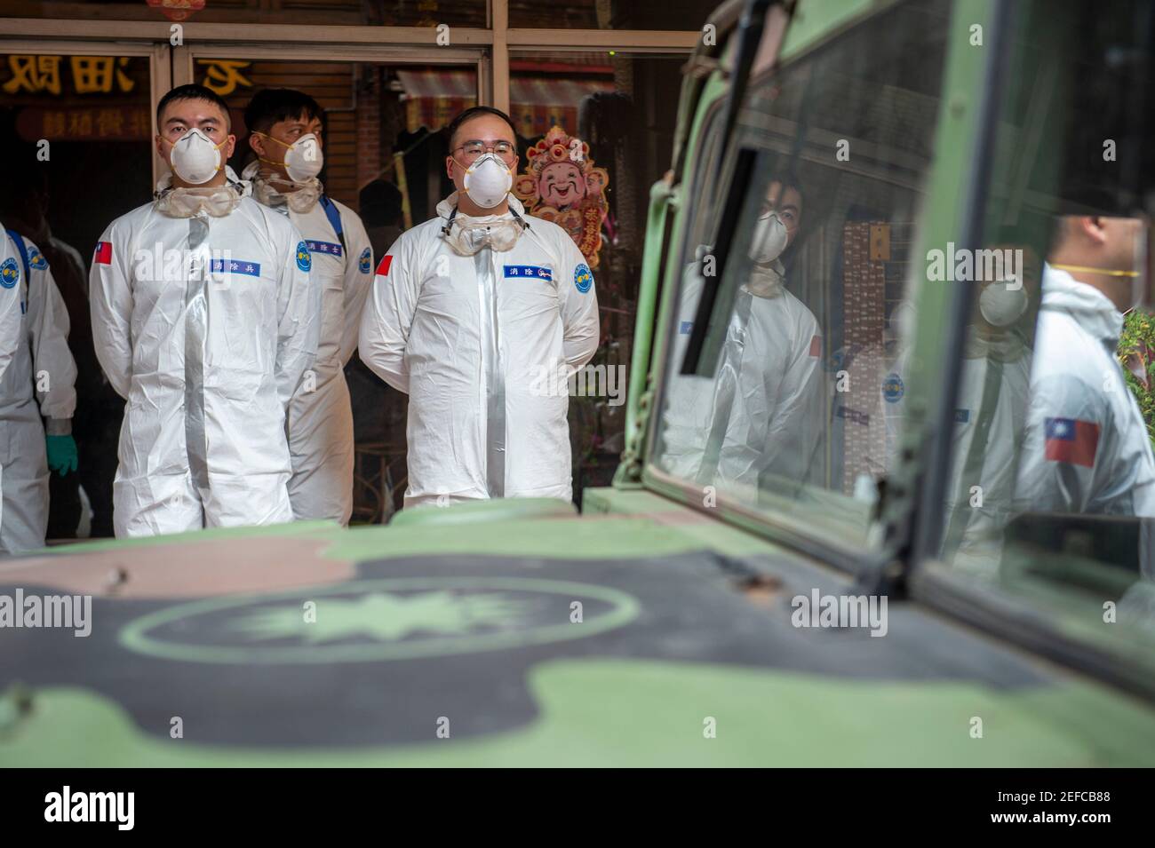 Taoyuan, Taiwan. 1st Feb, 2021. Soldiers seen dressed in protective ...