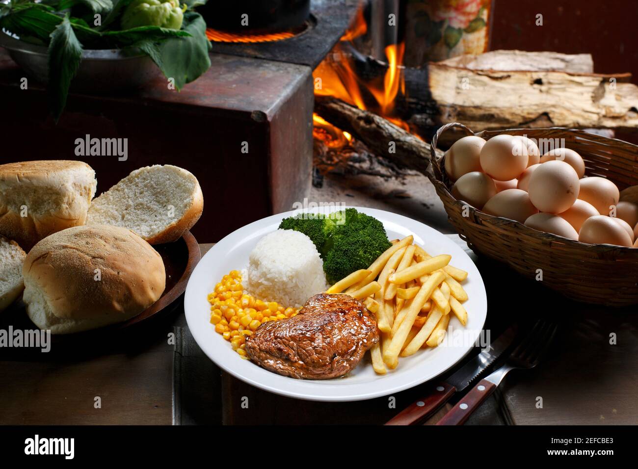 Rice with potatoes and meat Stock Photo - Alamy