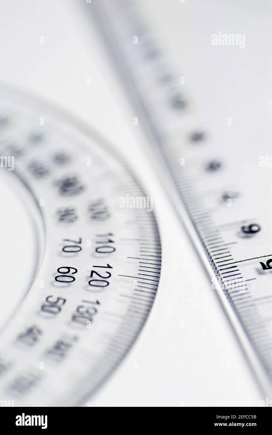 Close-up of a protractor and a ruler Stock Photo - Alamy