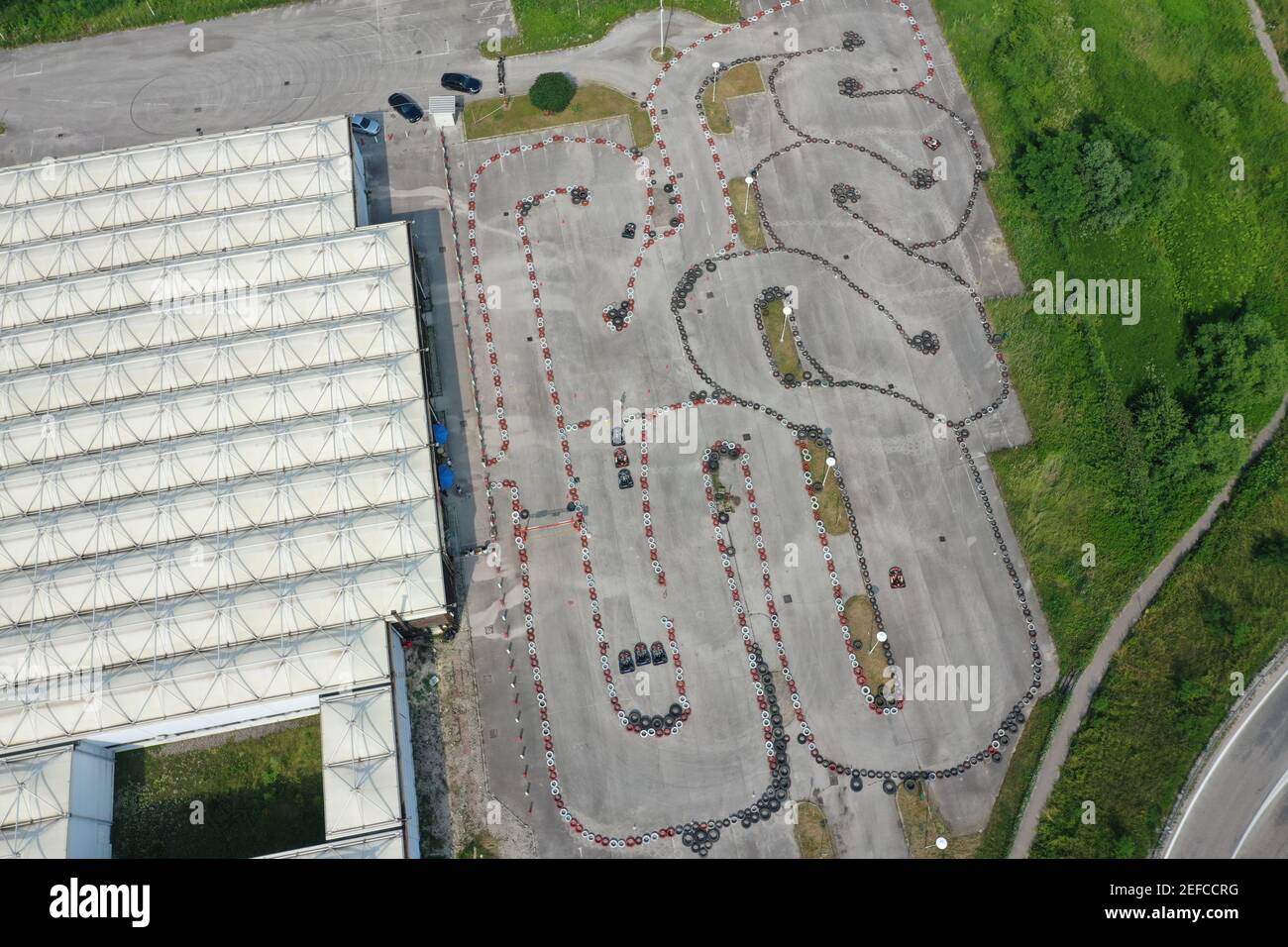 Aerial view of a kart racing road Stock Photo - Alamy