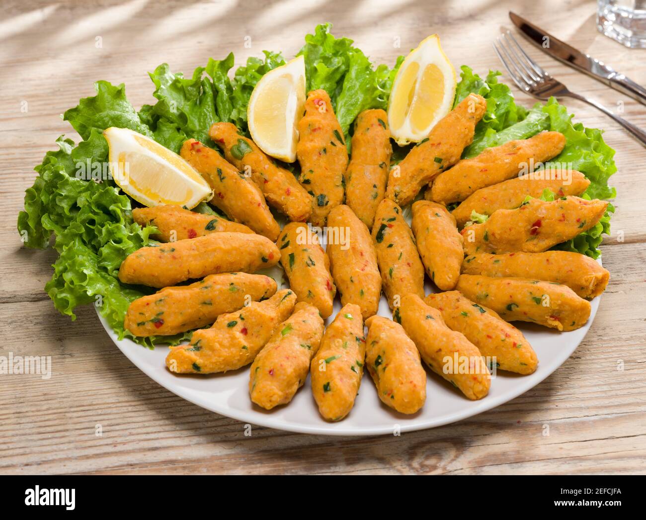 Turkish vegan food, Lentil patties ( Turkish; Mercimek Koftesi Stock ...