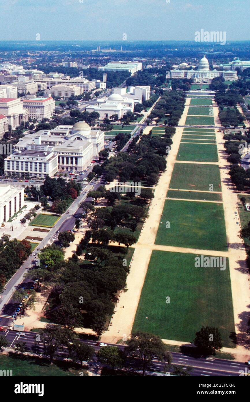Aerial view of a building in a city, Capitol Building, Washington DC ...