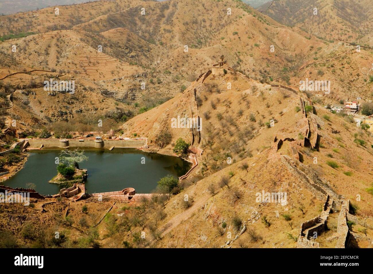 High angle view of a lake, Jaigarh Fort, Jaipur, Rajasthan, India Stock ...
