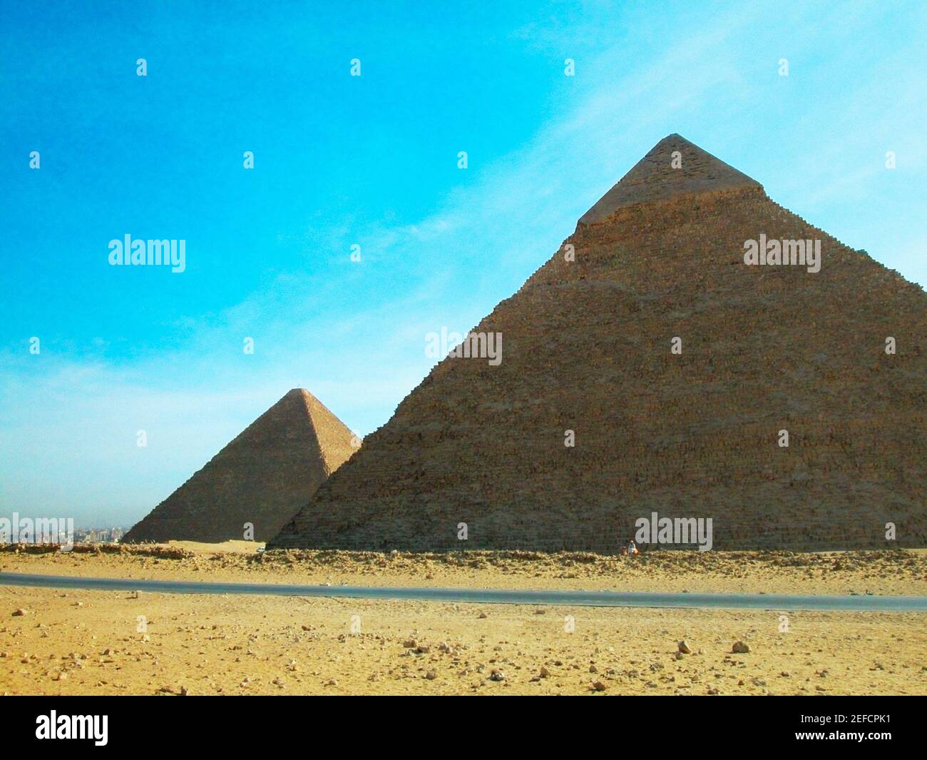 Low angle view of pyramids, Giza Pyramids, Giza, Cairo, Egypt Stock ...