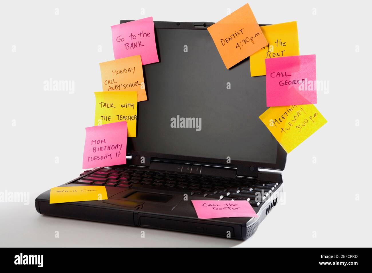 Note pc personal computer sticky note technology hi-res stock ...