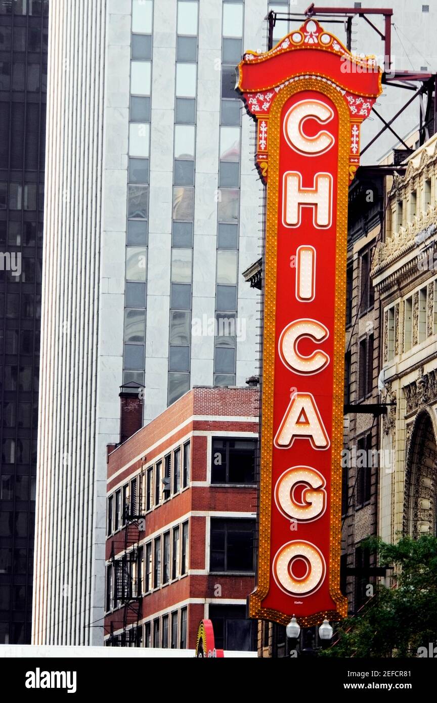 Close-up of Chicago Theater Sign, Chicago, Illinois, USA Stock Photo ...