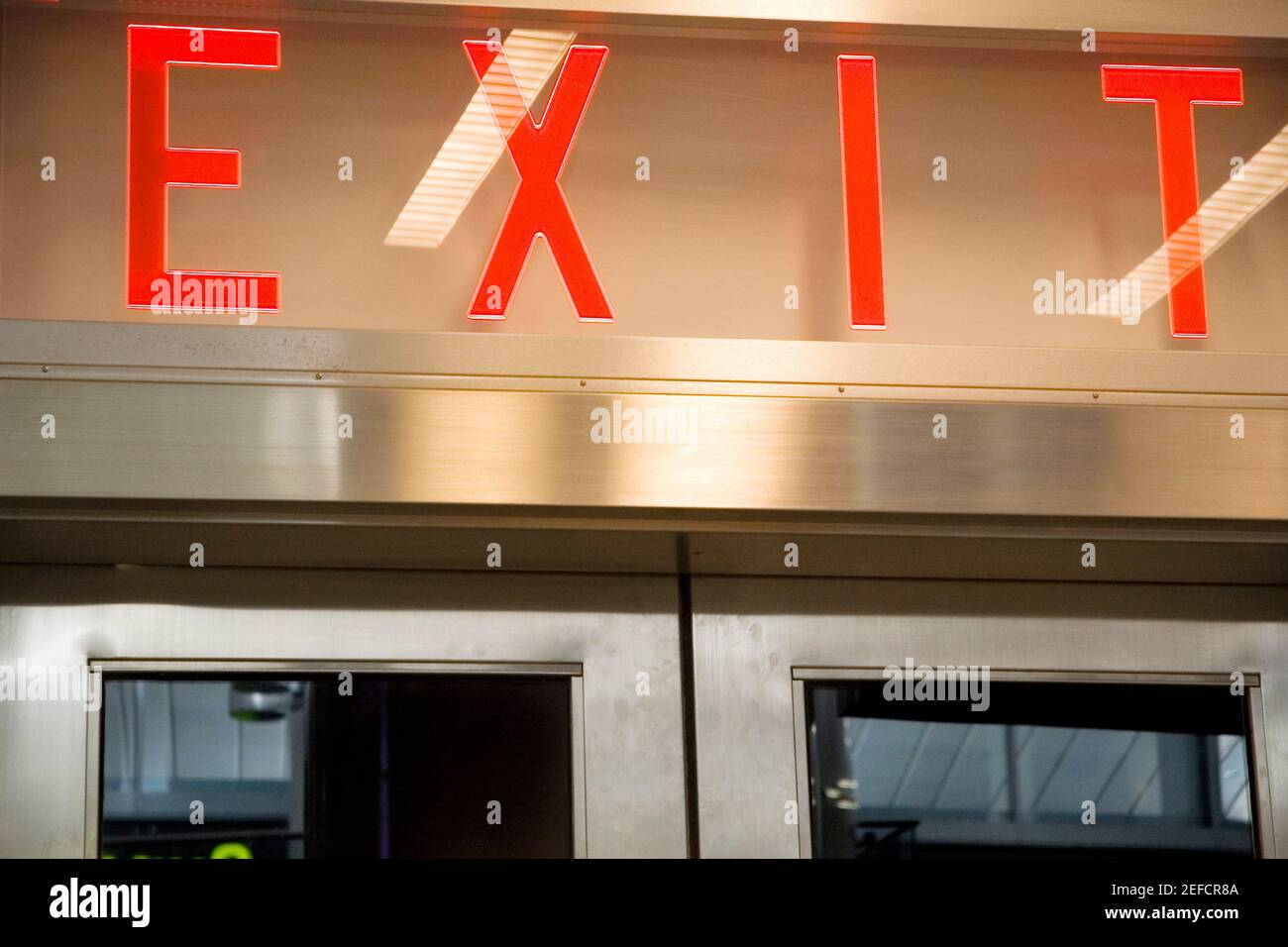 Exit sign above a door, New York City, New York State, USA Stock Photo ...