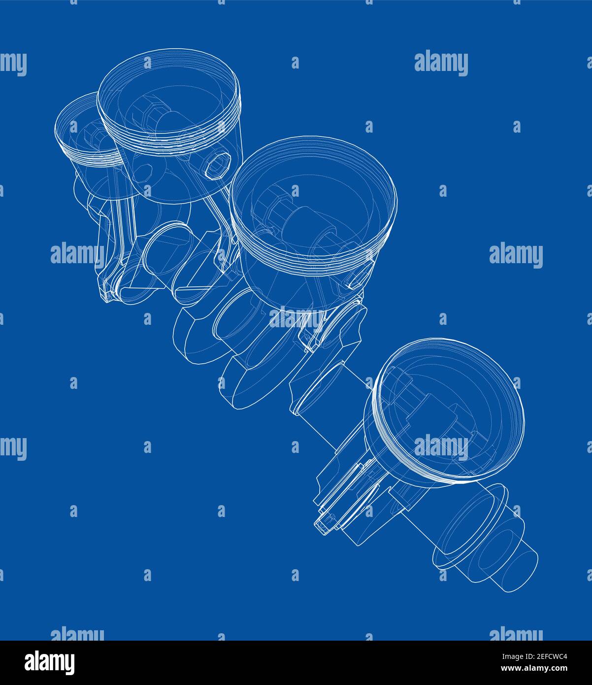 Engine crankshaft with pistons outline. Vector Stock Vector Image & Art ...