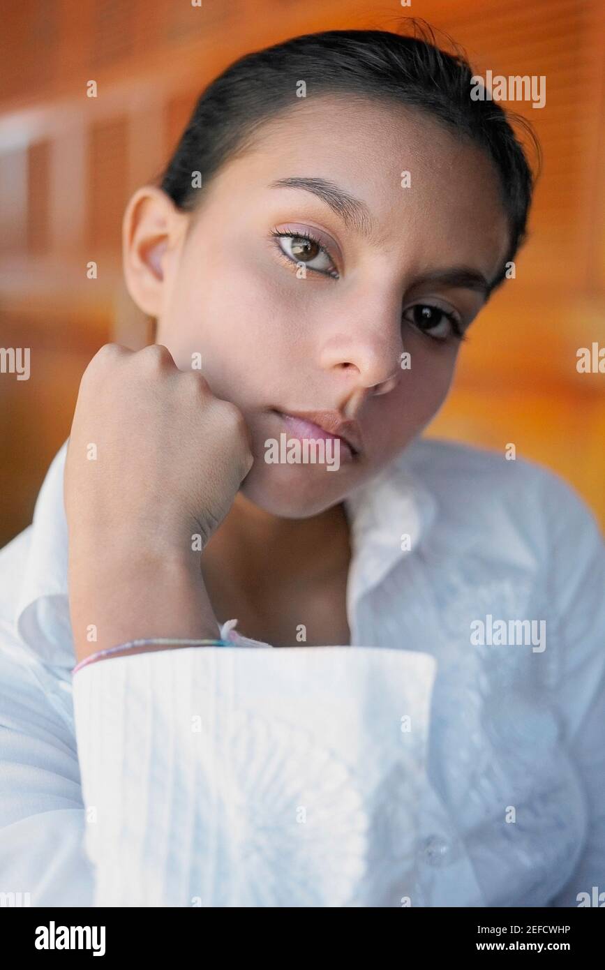 Portrait of a girl thinking Stock Photo - Alamy