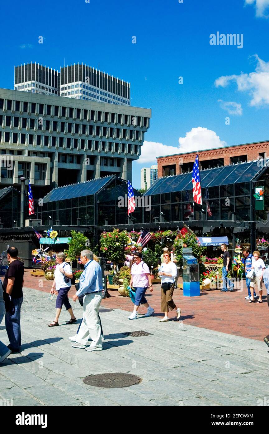 Group of people in a market, Boston, Massachusetts, USA Stock Photo - Alamy