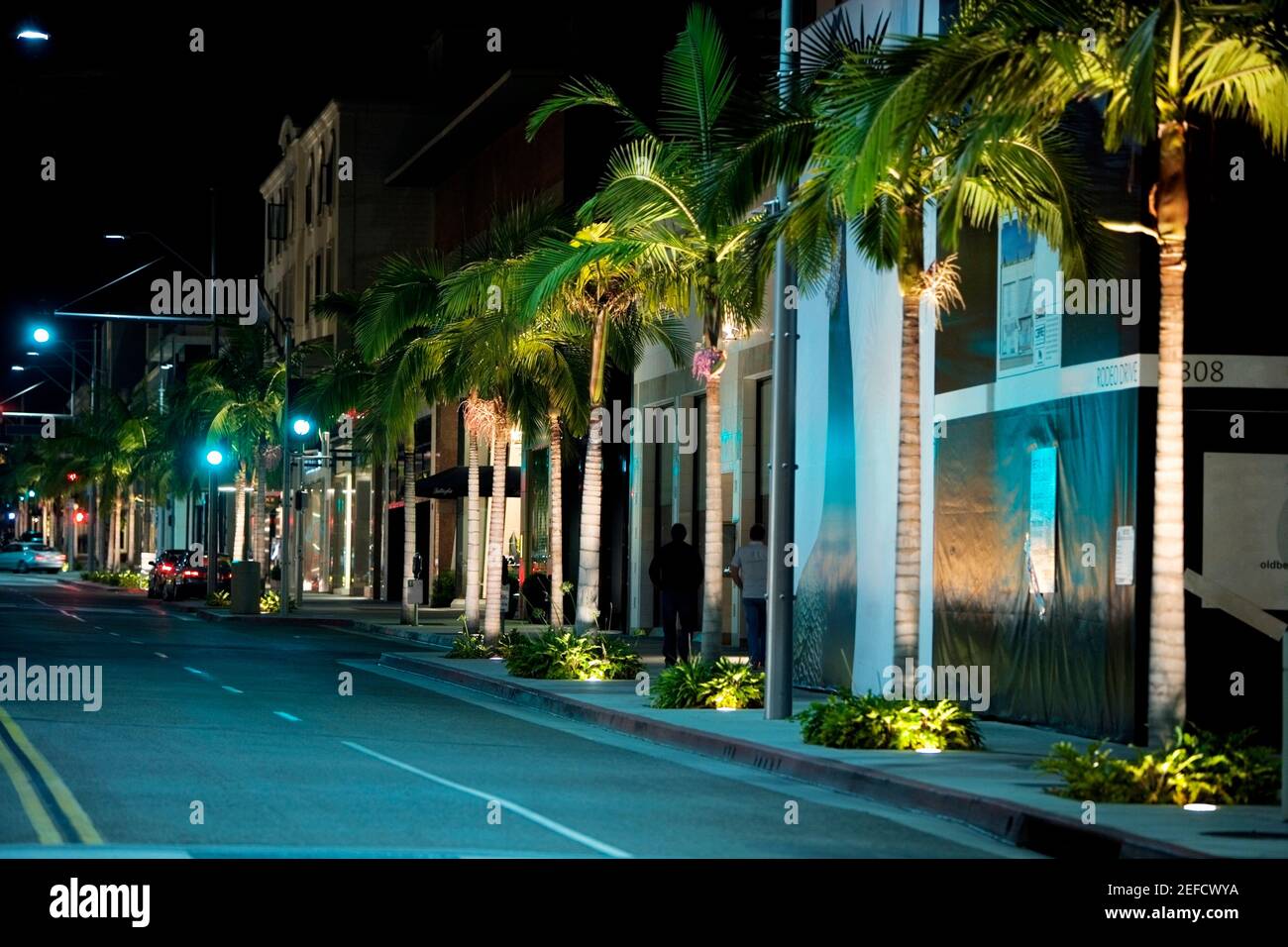 Street at night, Rodeo Drive, Los Angeles, California, USA Stock Photo ...