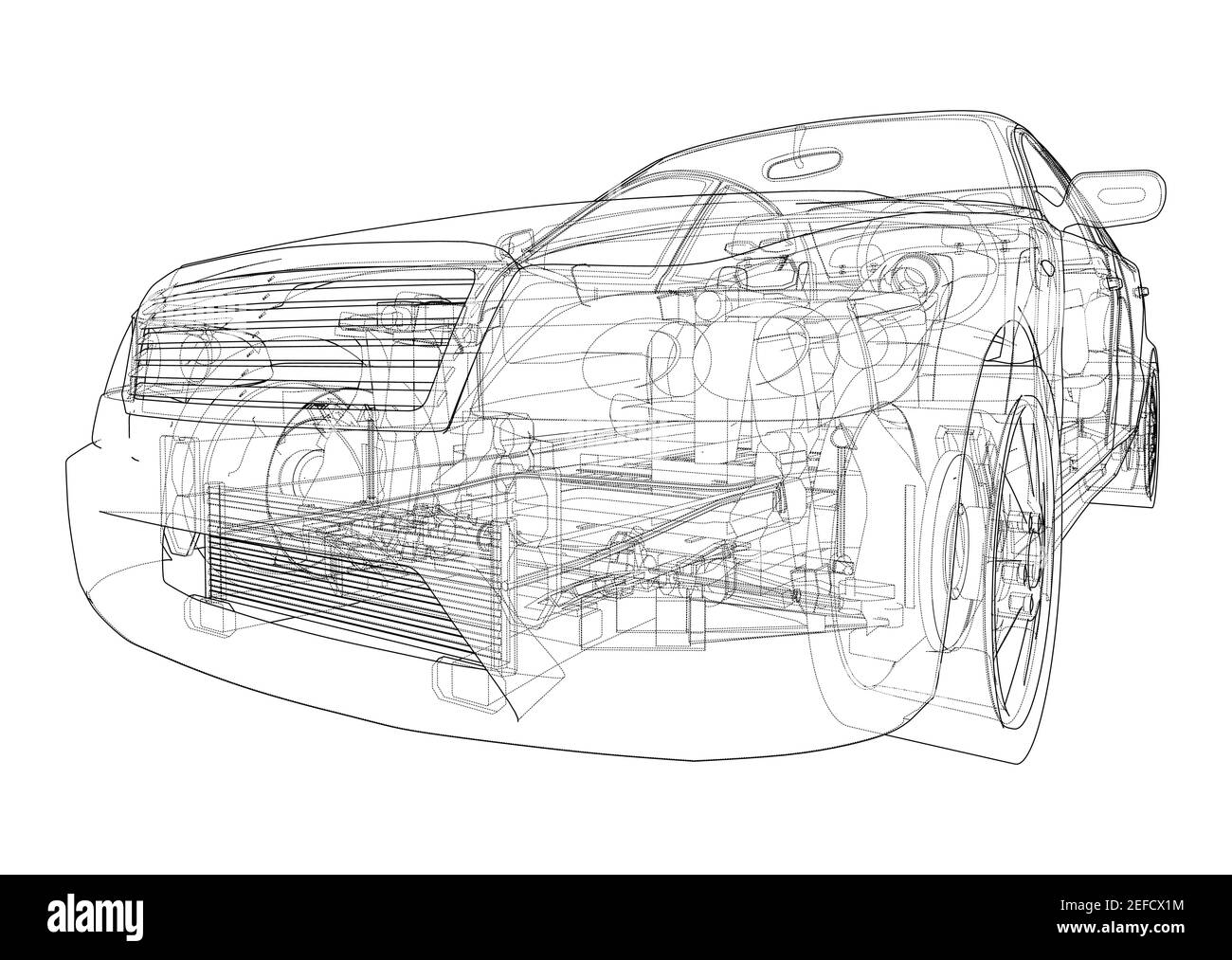 Electric Car With Chassis. Vector rendering of 3d Stock Vector Image ...