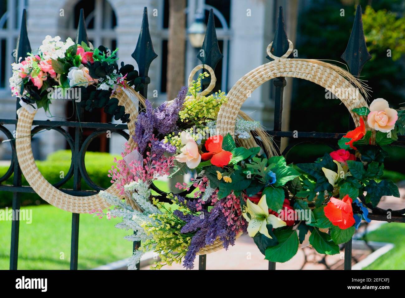 Gate decorated with flowers hi-res stock photography and images - Alamy