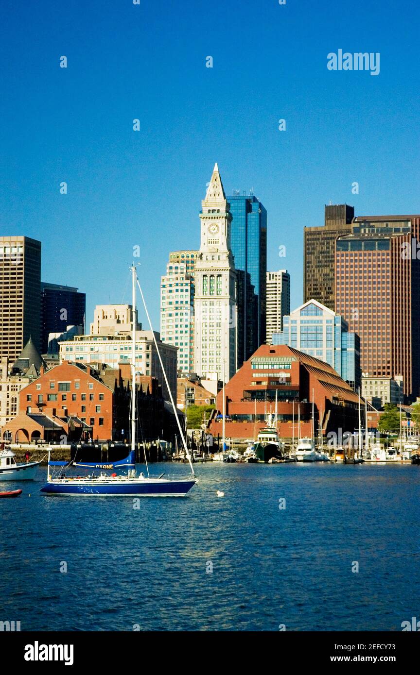 Sailboats in the river, Boston Harbor, Boston, Massachusetts, USA Stock ...