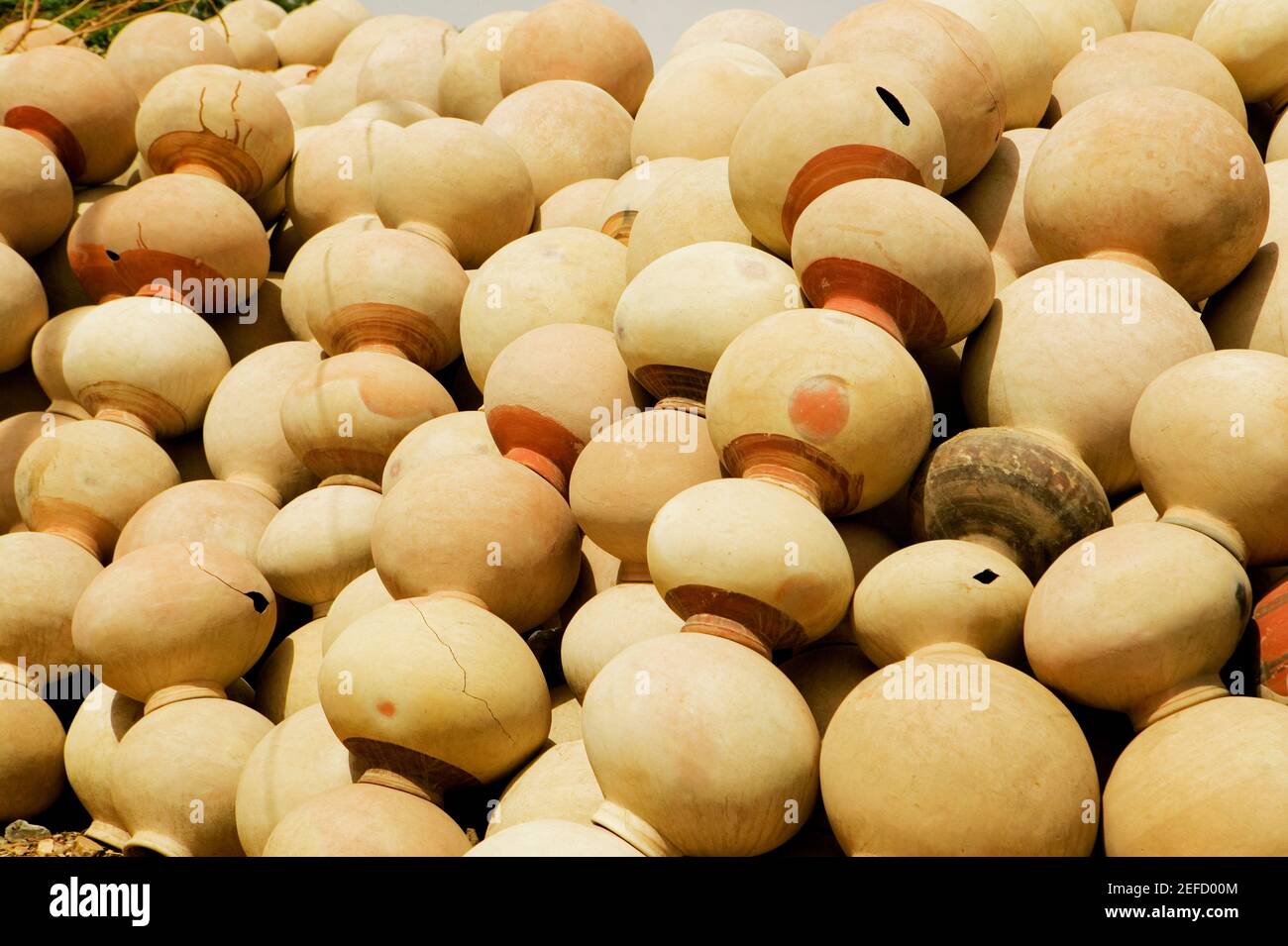 Low angle view of terracotta pots, Jaisalmer, Rajasthan, India Stock ...