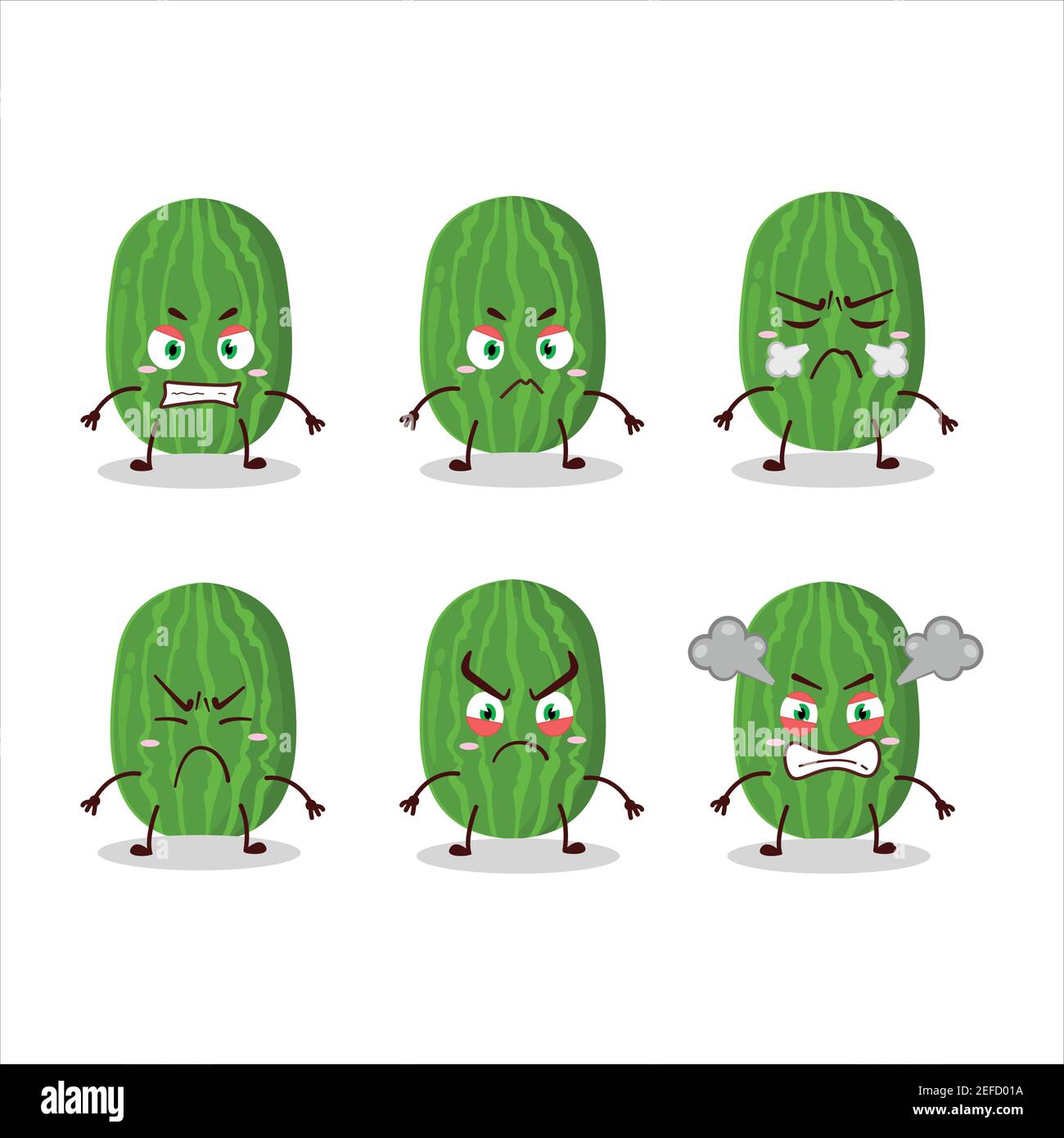 Cucamelon cartoon character with various angry expressions. Vector ...