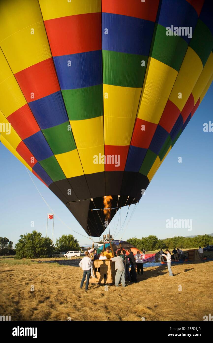 Hot air balloon preparing to take off Stock Photo - Alamy
