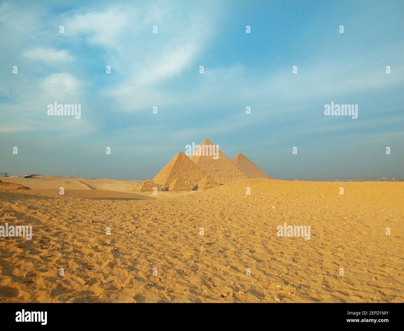 Pyramids on a landscape, Giza Pyramids, Giza, Cairo, Egypt Stock Photo ...