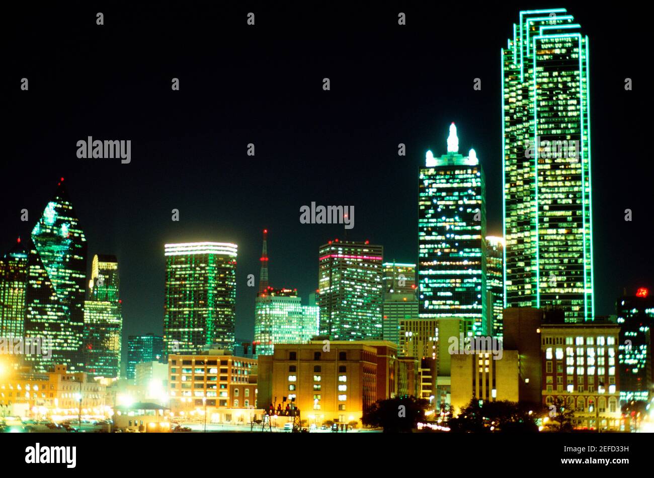 Dallas skyline at night Stock Photo - Alamy