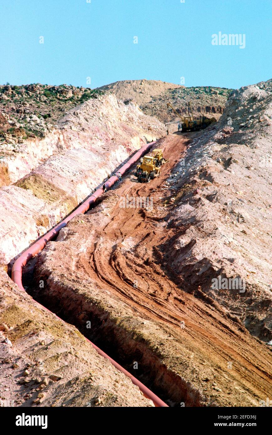 Laying 48 inch pipe in Jordan, between Jordan river and Amman Stock ...