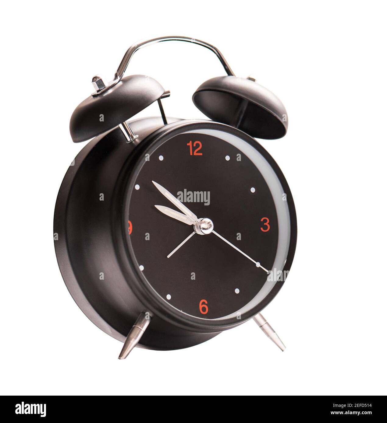 Black Alarm clock isolated on a white background Stock Photo - Alamy
