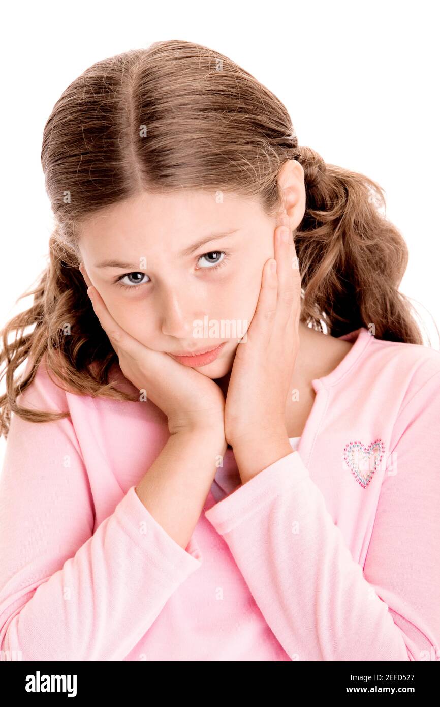 Portrait of a girl looking sad Stock Photo - Alamy
