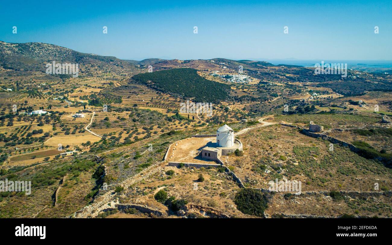 Old windmill from the high of Paros island, Greece Stock Photo - Alamy